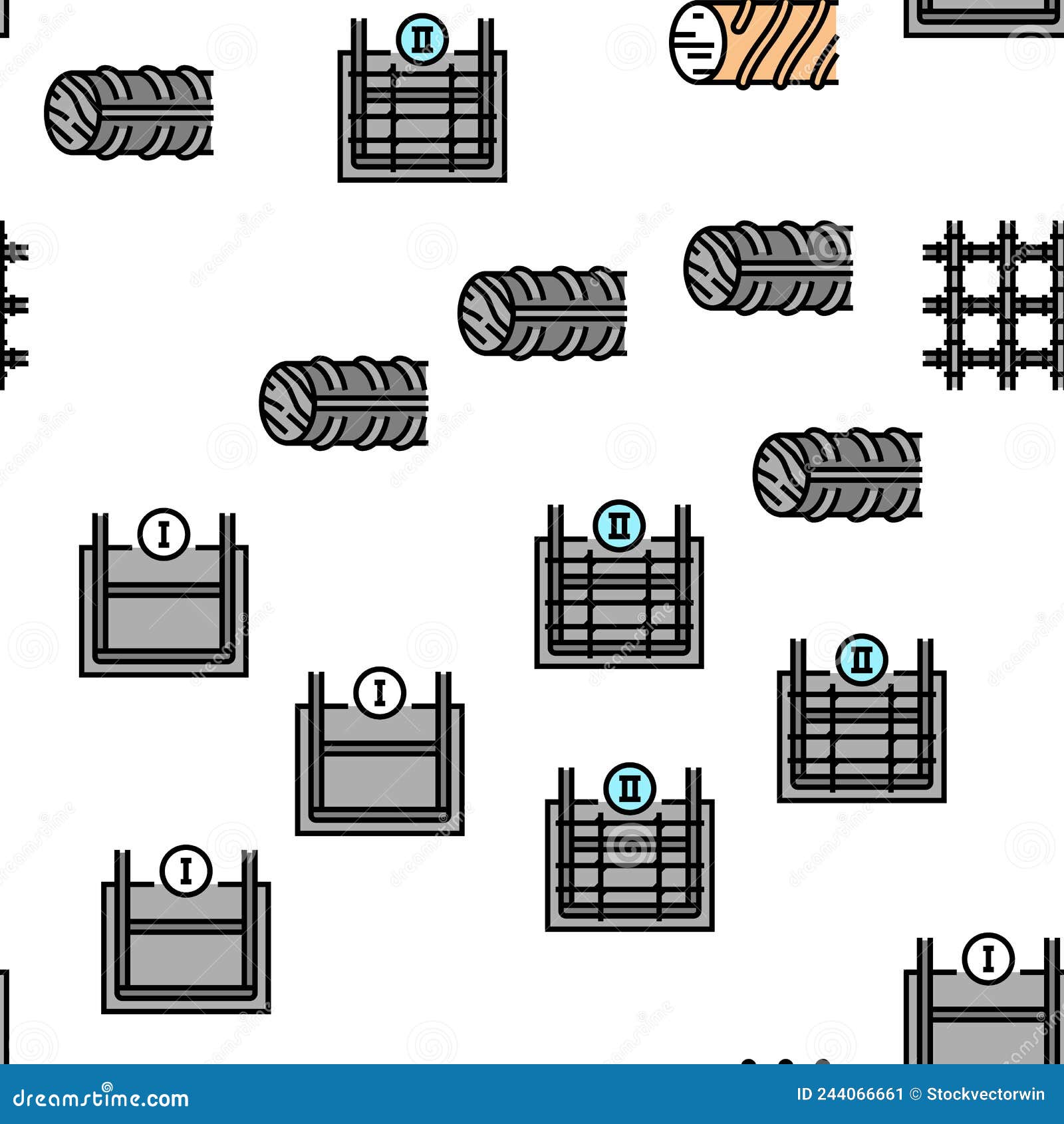 Rebar Construction Vector Seamless Pattern Stock Vector - Illustration ...
