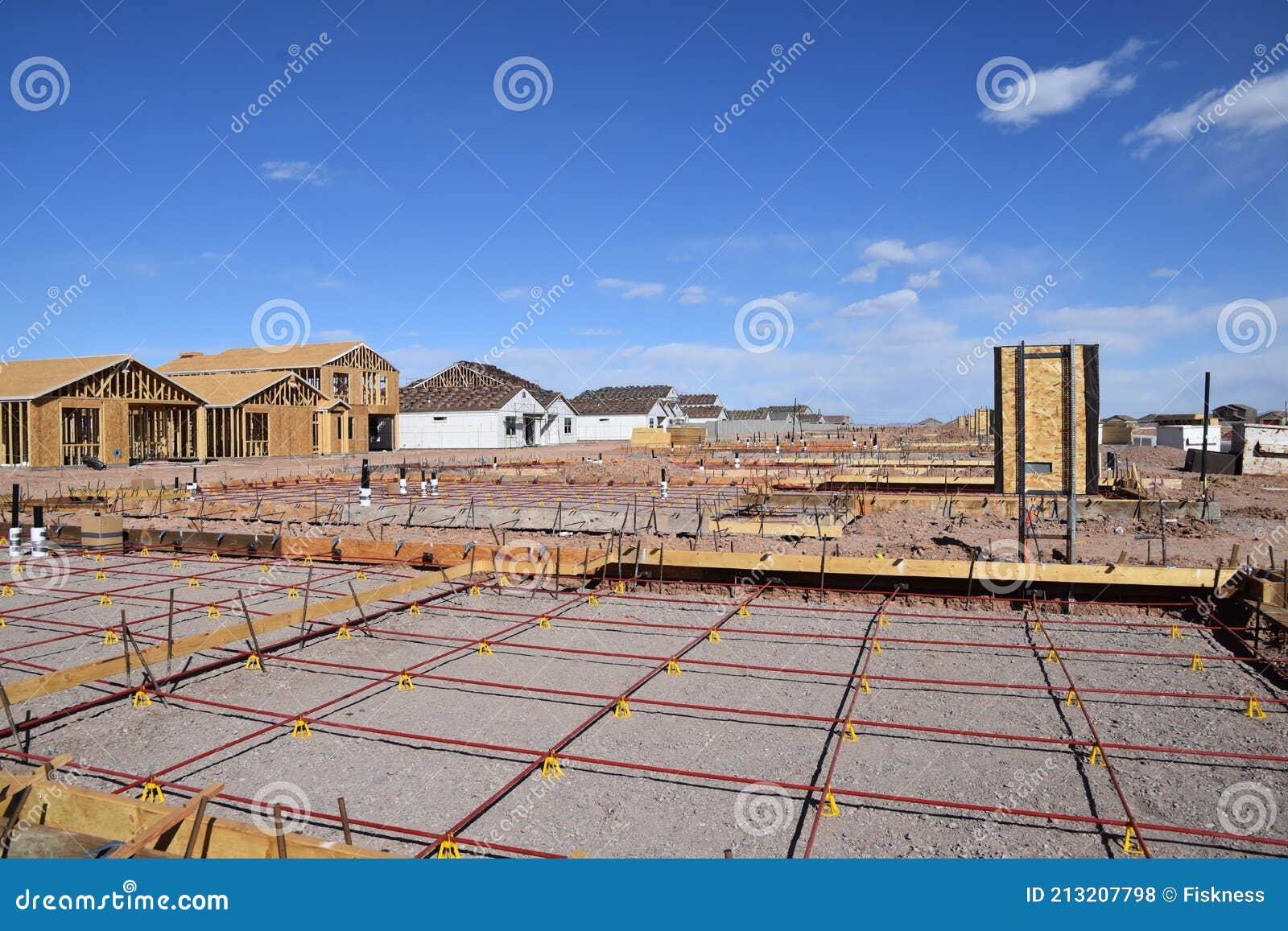 Rebar for a Housing Pad Creates a Series of Squares. Stock Photo ...