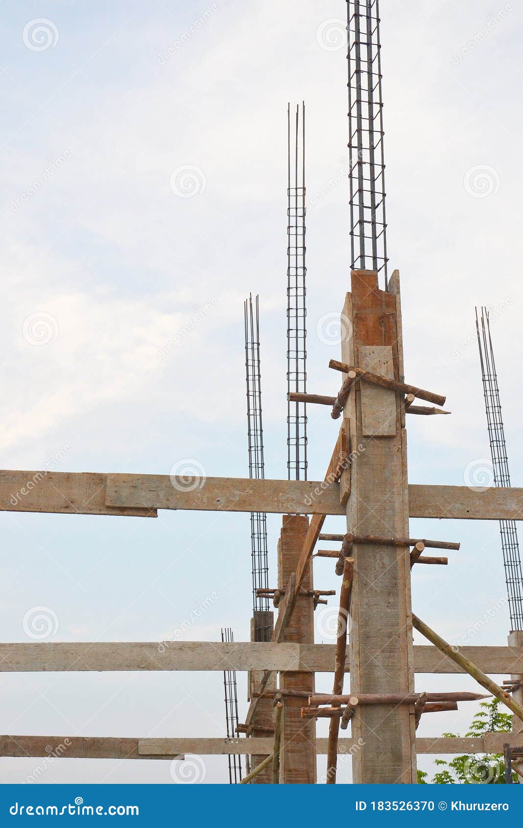 Rebar and Formwork for Beam and Column Stock Photo - Image of pour ...