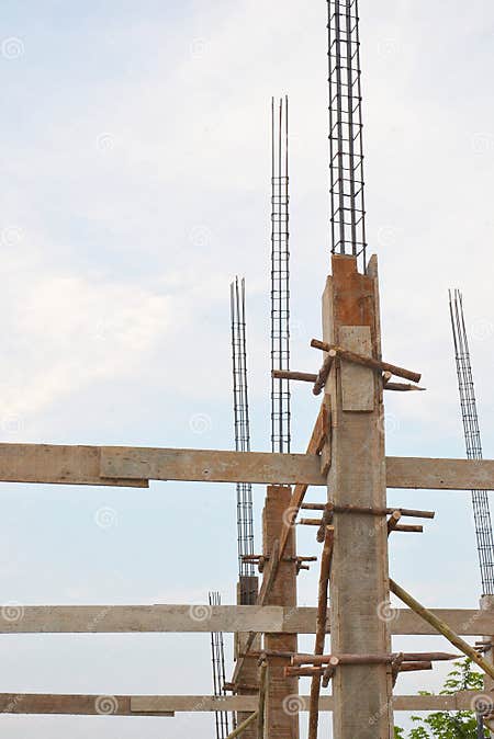 Rebar and Formwork for Beam and Column Stock Photo - Image of pour ...