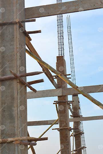Rebar and Formwork for Beam and Column Stock Image - Image of wood ...