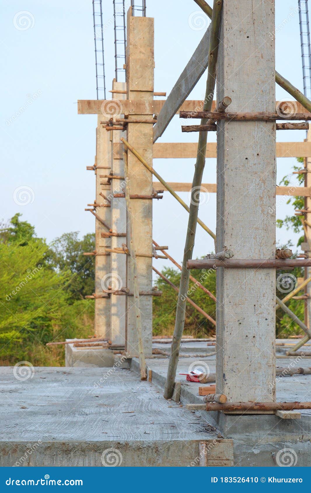 Rebar and Formwork for Beam and Column Stock Photo - Image of wood ...