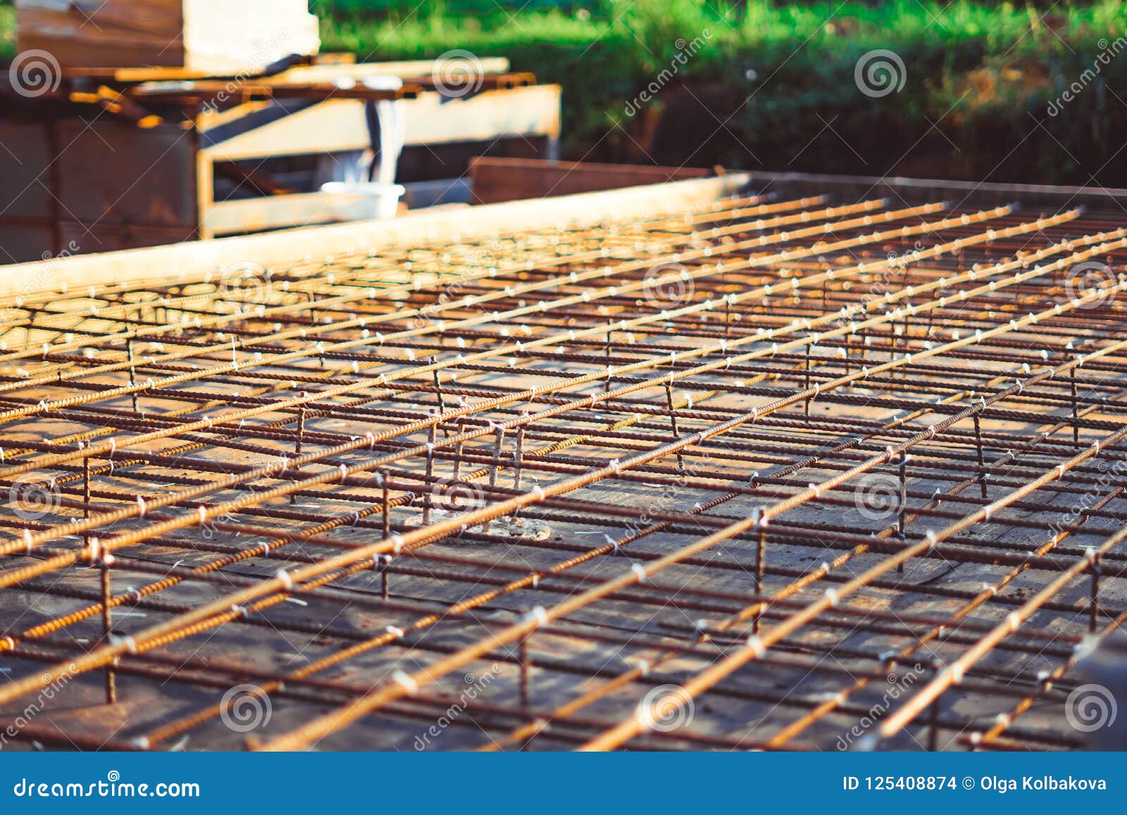The Rebar in the Foundation Stock Photo - Image of pattern, concrete ...