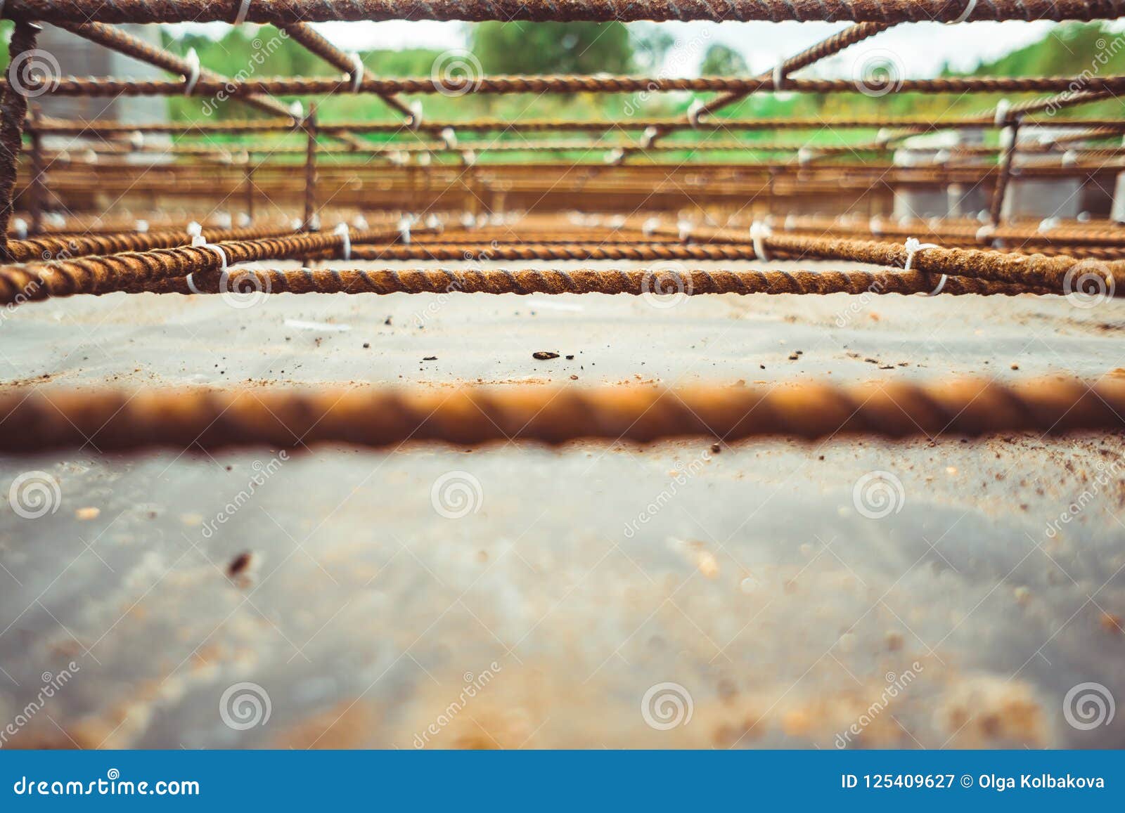 The Rebar in the Foundation Stock Image - Image of build, floor: 125409627