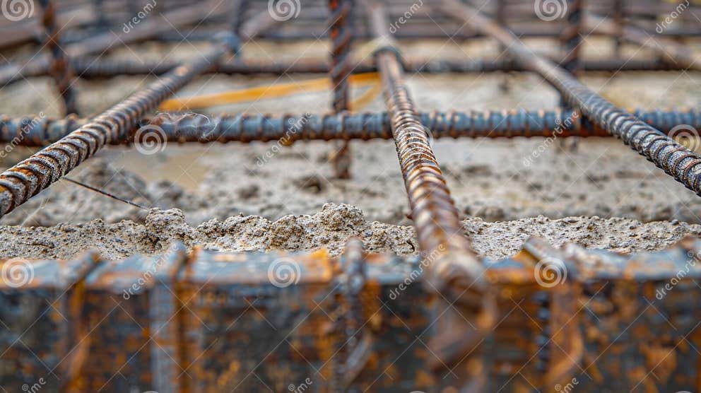 The Rebar Framework Covered in a Protective Layer To Prevent Rust and ...