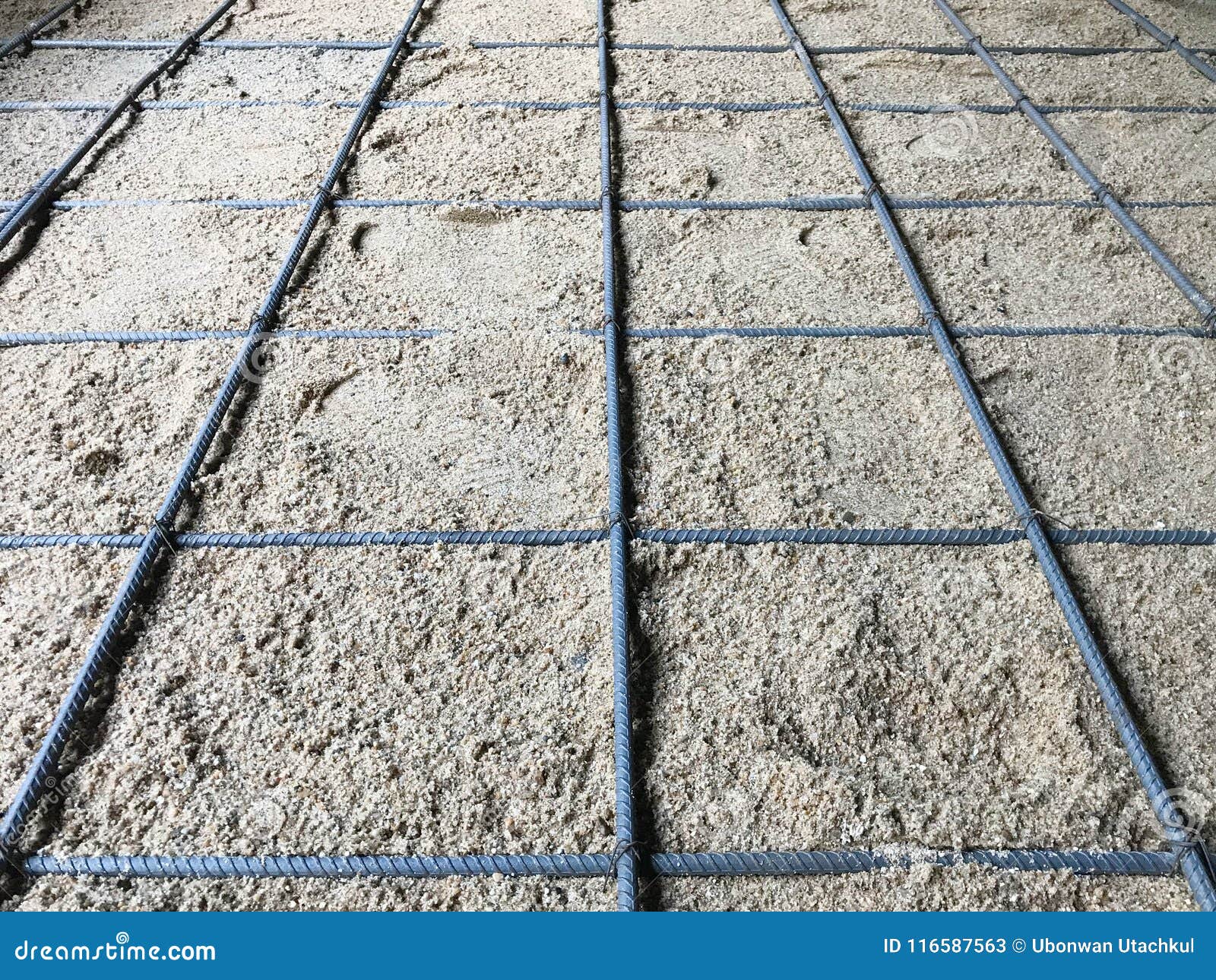 Rebar on Sand for Floor Foundation at Construction Site Stock Image ...