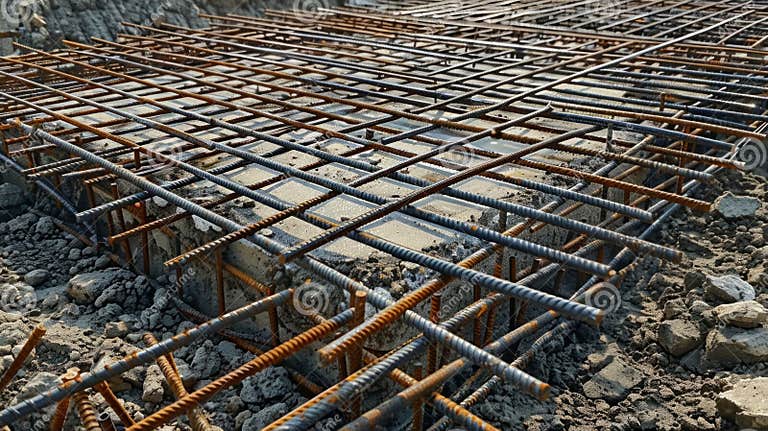 Rebar Steel Grid for Concrete Foundation, Structural Support Stock ...