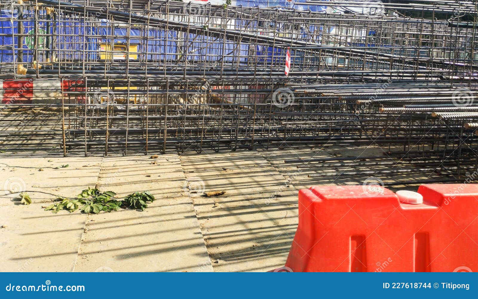 Row Of Construction Poles On The River Bank Royalty-Free Stock Image ...