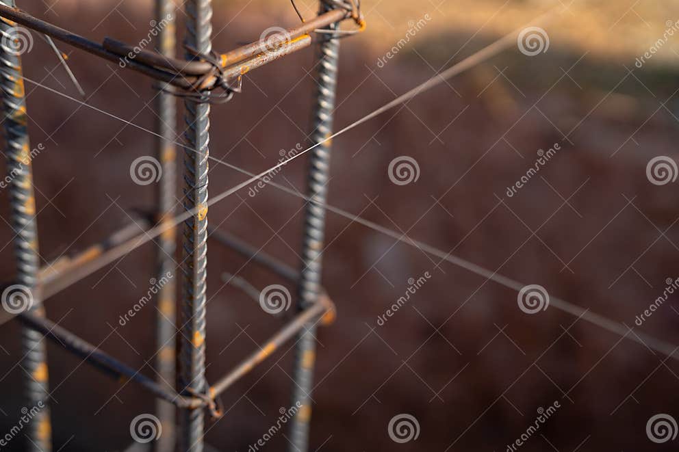 Rebars for Concrete Foundations at a Construction Site. Steel Bars and ...