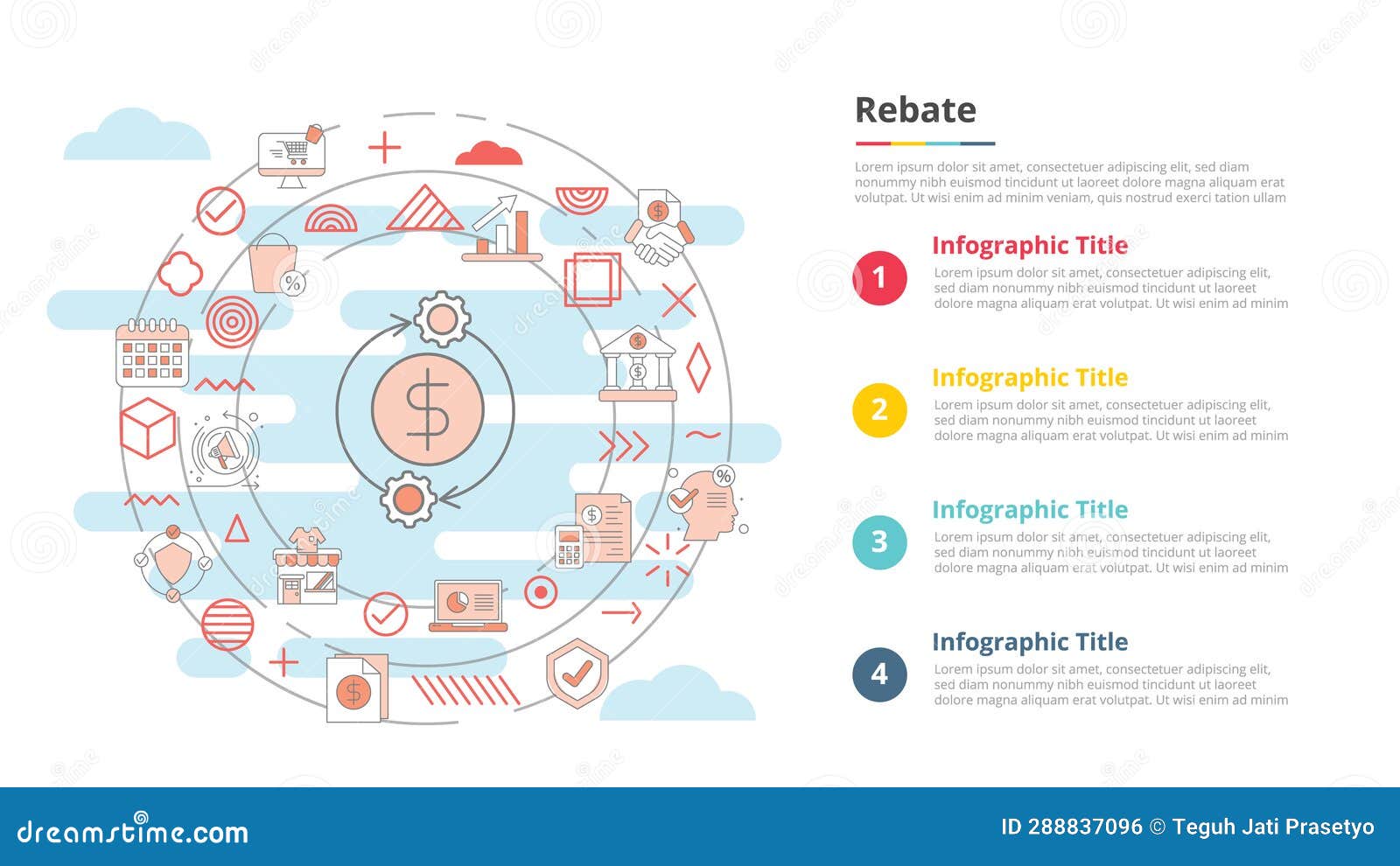 Rebate Concept for Infographic Template Banner with Four Point List ...