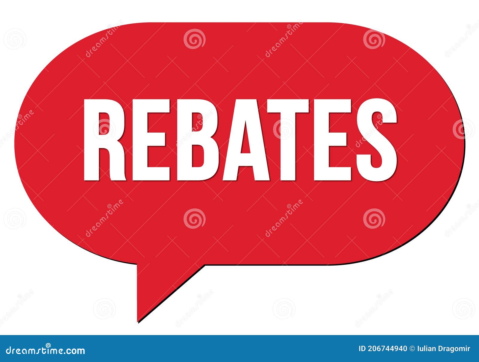 REBATES Text Written in a Red Speech Bubble Stock Illustration ...