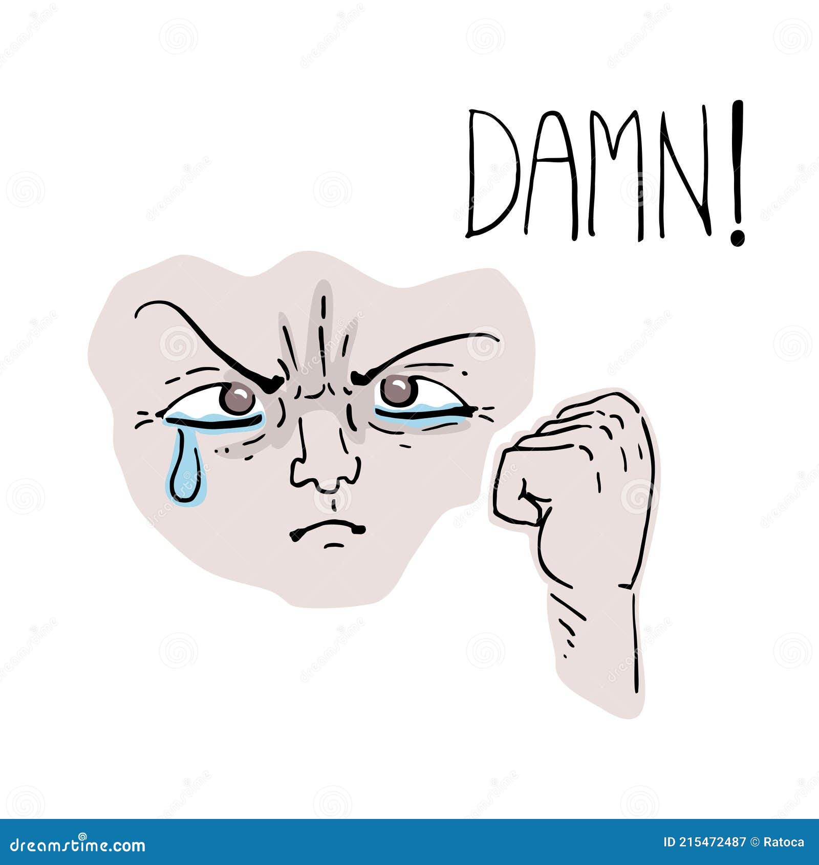 Rebel Face and Damn Message Stock Vector - Illustration of loud, hand ...