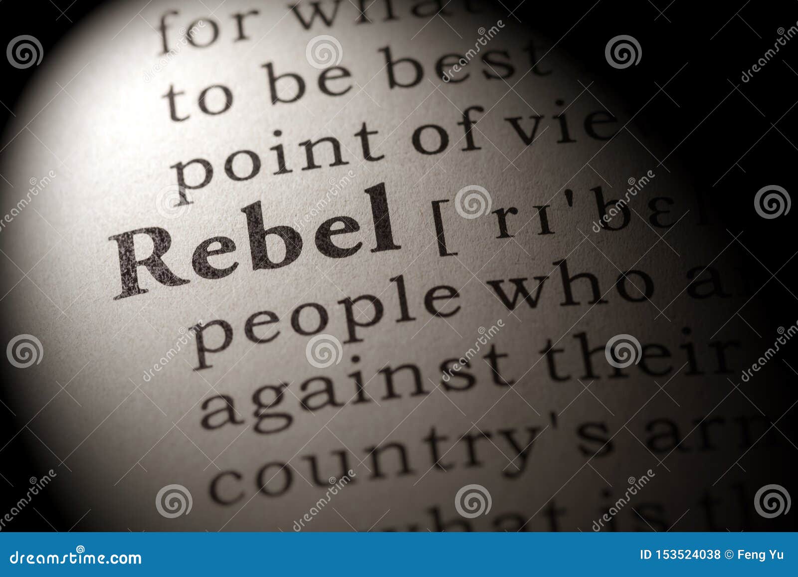 Definition of the Word Rebel Stock Photo - Image of information, paper ...