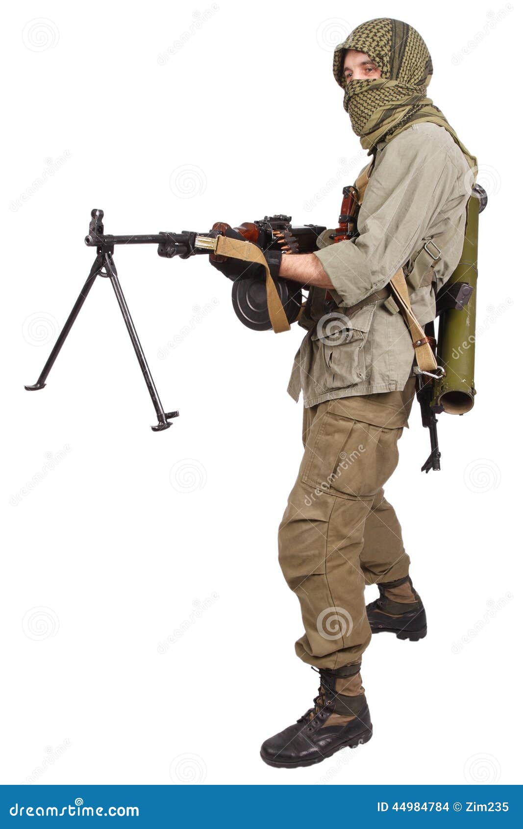 Rebel met machinegeweer stock foto. Image of militair - 44984784