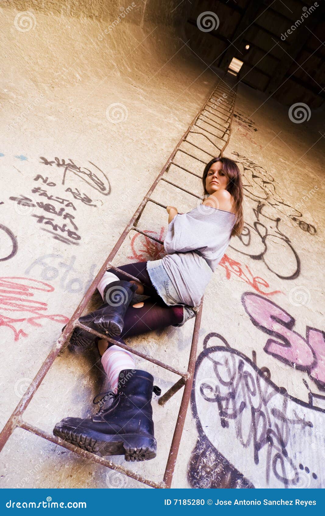 Rebel woman portrait stock photo. Image of graffiti, place - 7185280