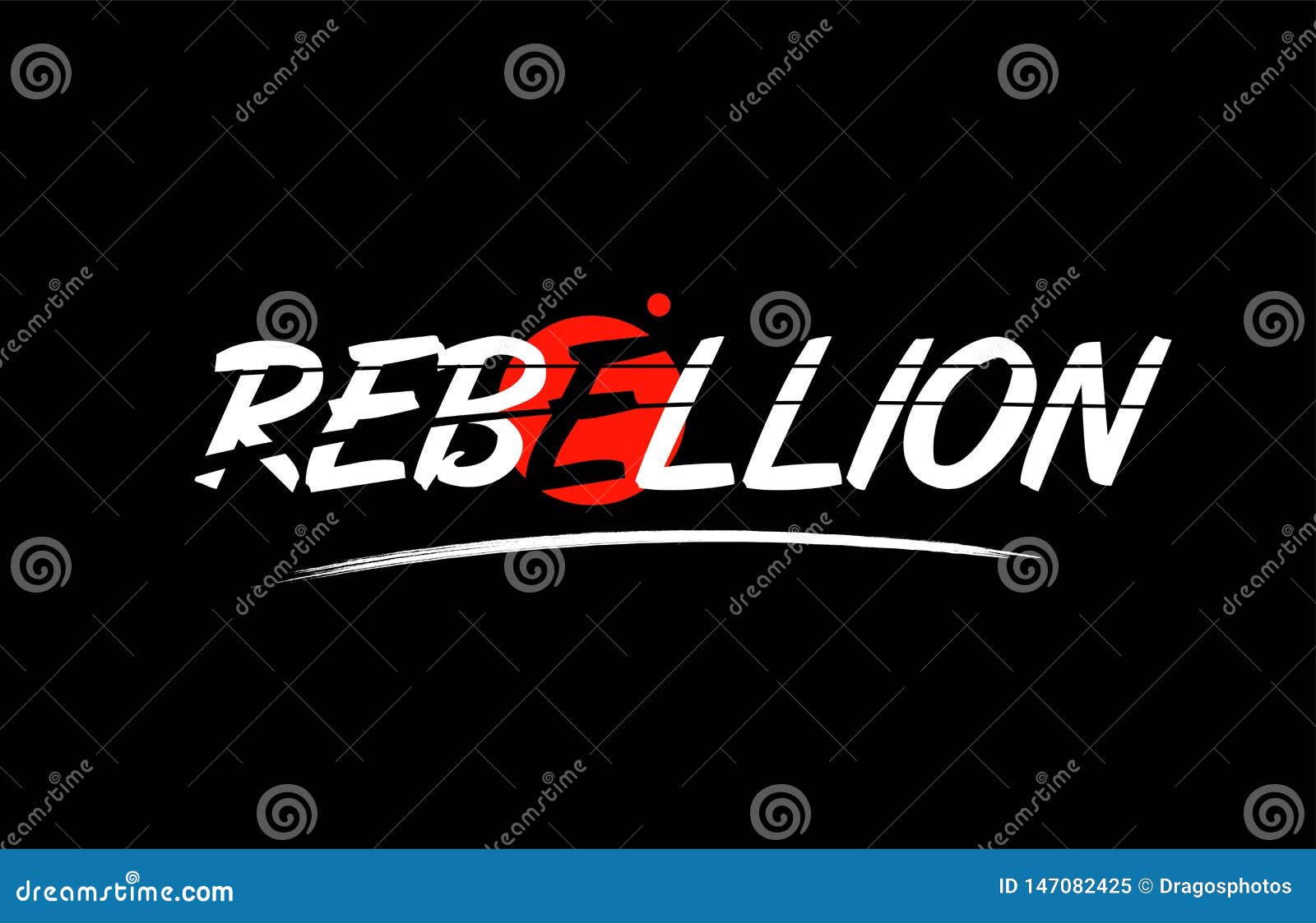 Rebellion Word Text Logo Icon with Red Circle Design Stock Illustration ...