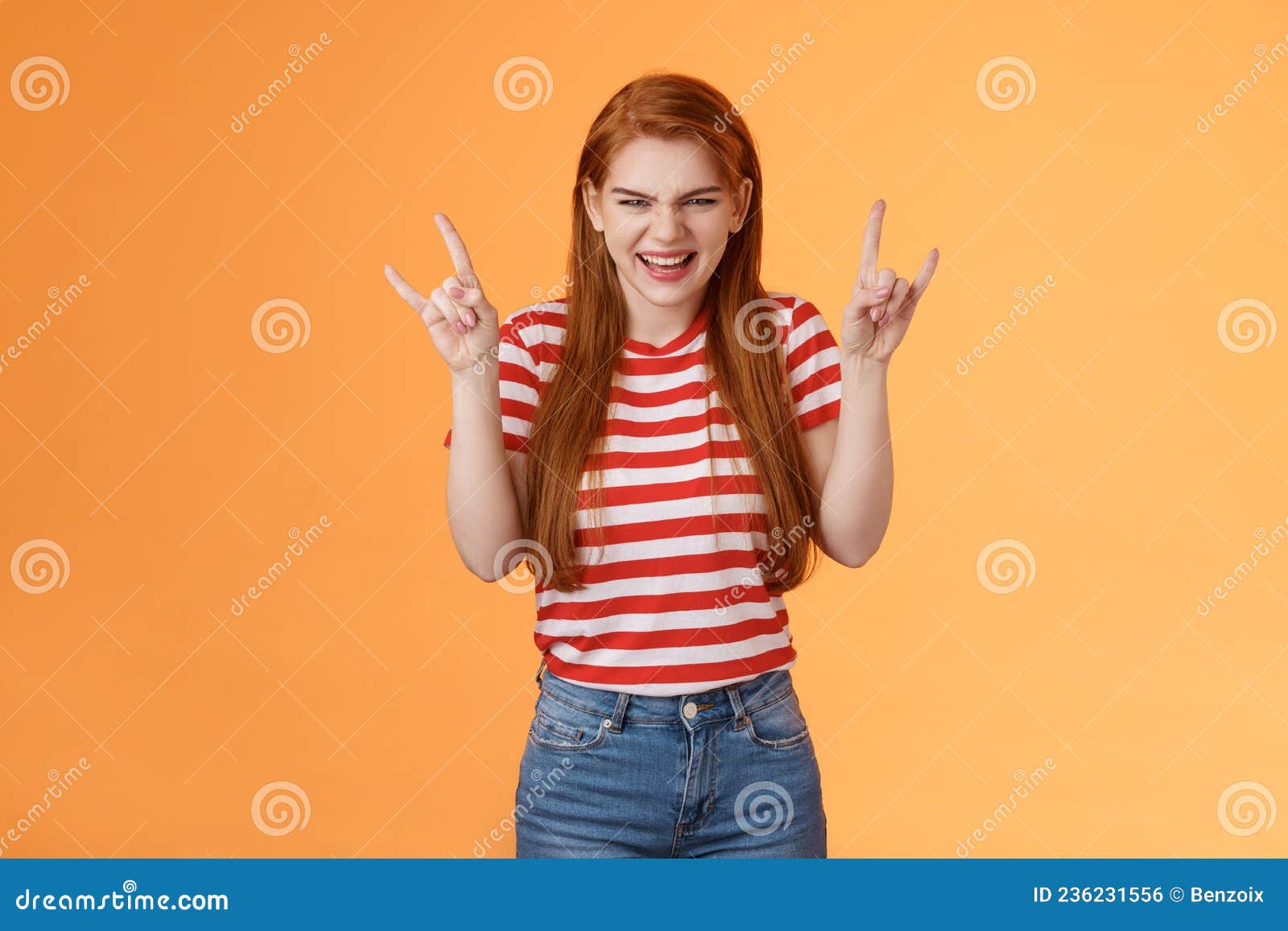 Rebellious Sassy Good Looking Caucasian Redhead Woman Partying Having