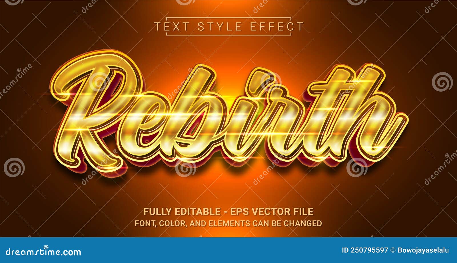 Rebirth Text Style Effect. Editable Graphic Text Template Stock Vector ...