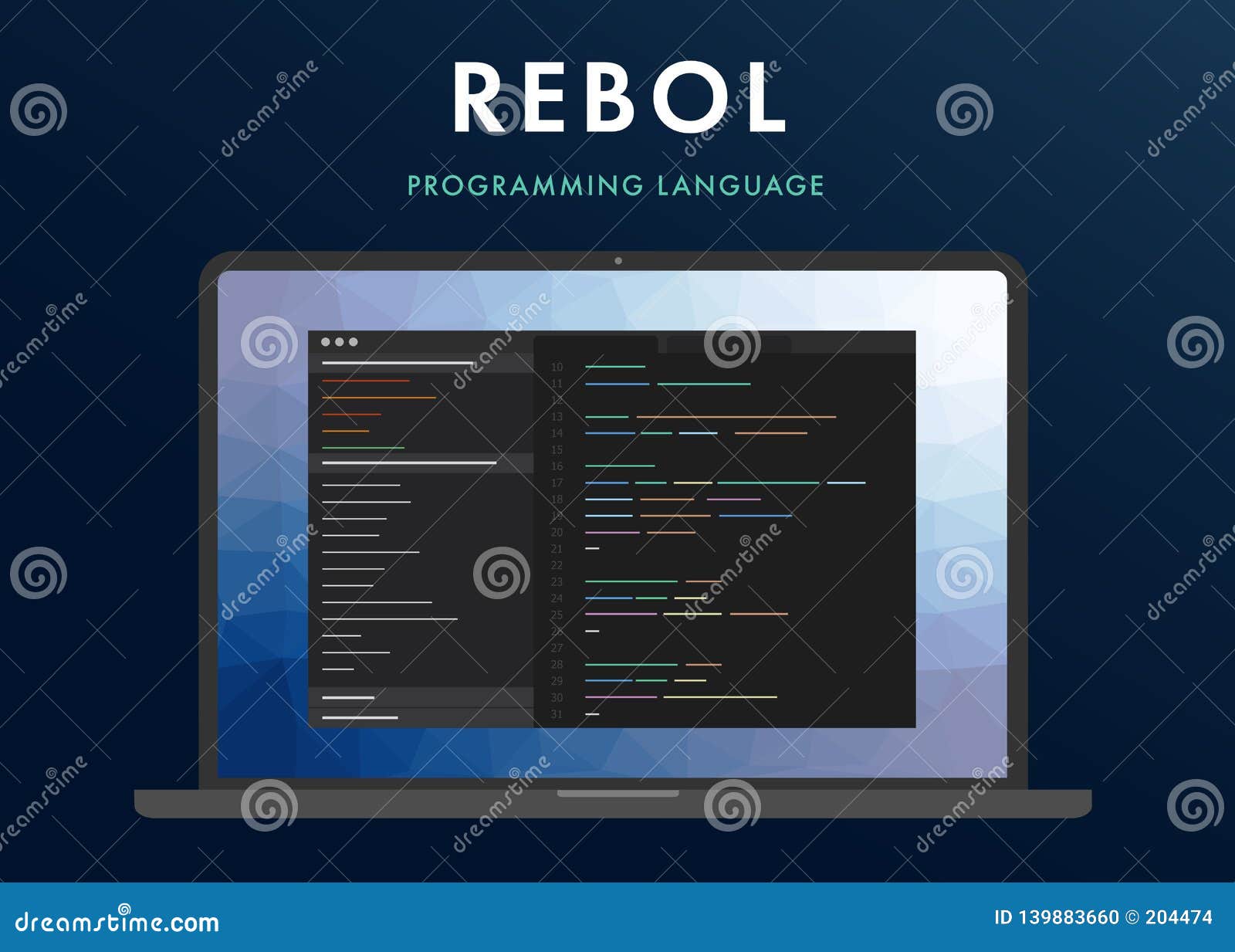 Rebol programming language stock vector. Illustration of design - 139883660