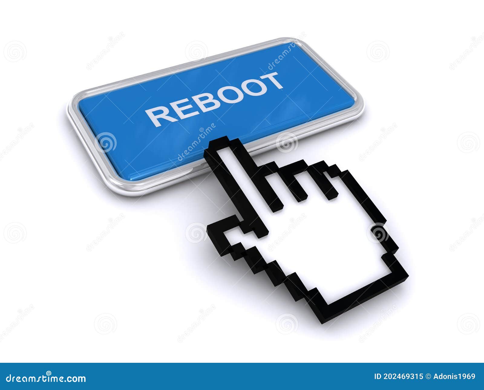 Reboot button on white stock image. Image of chrome - 202469315