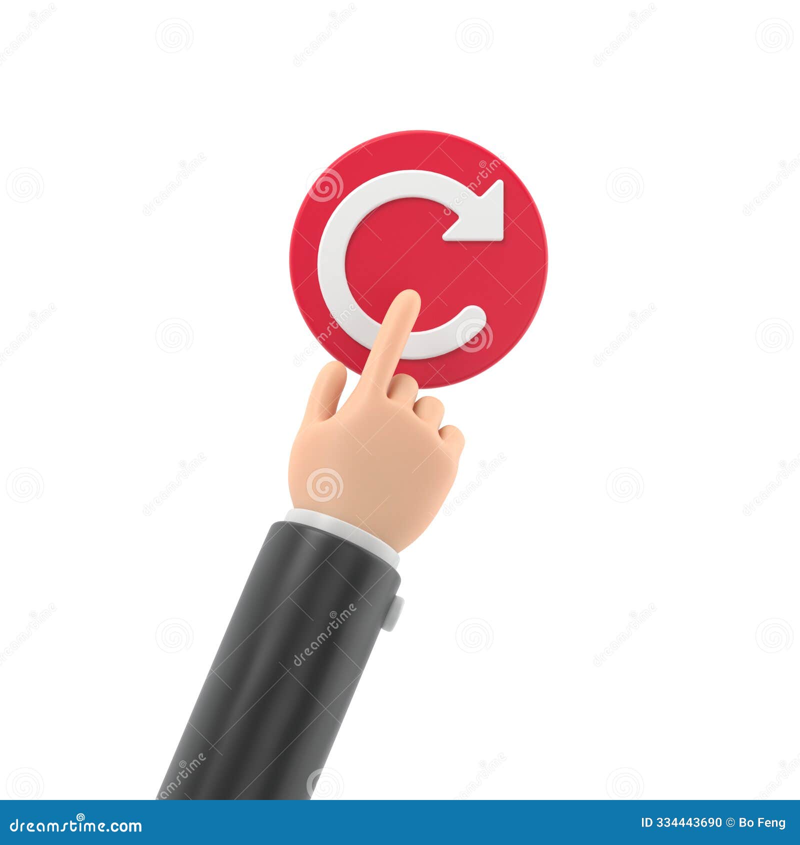 Reboot Concept. Restarting Technology. Hand To Push Big Red Button. 3d ...