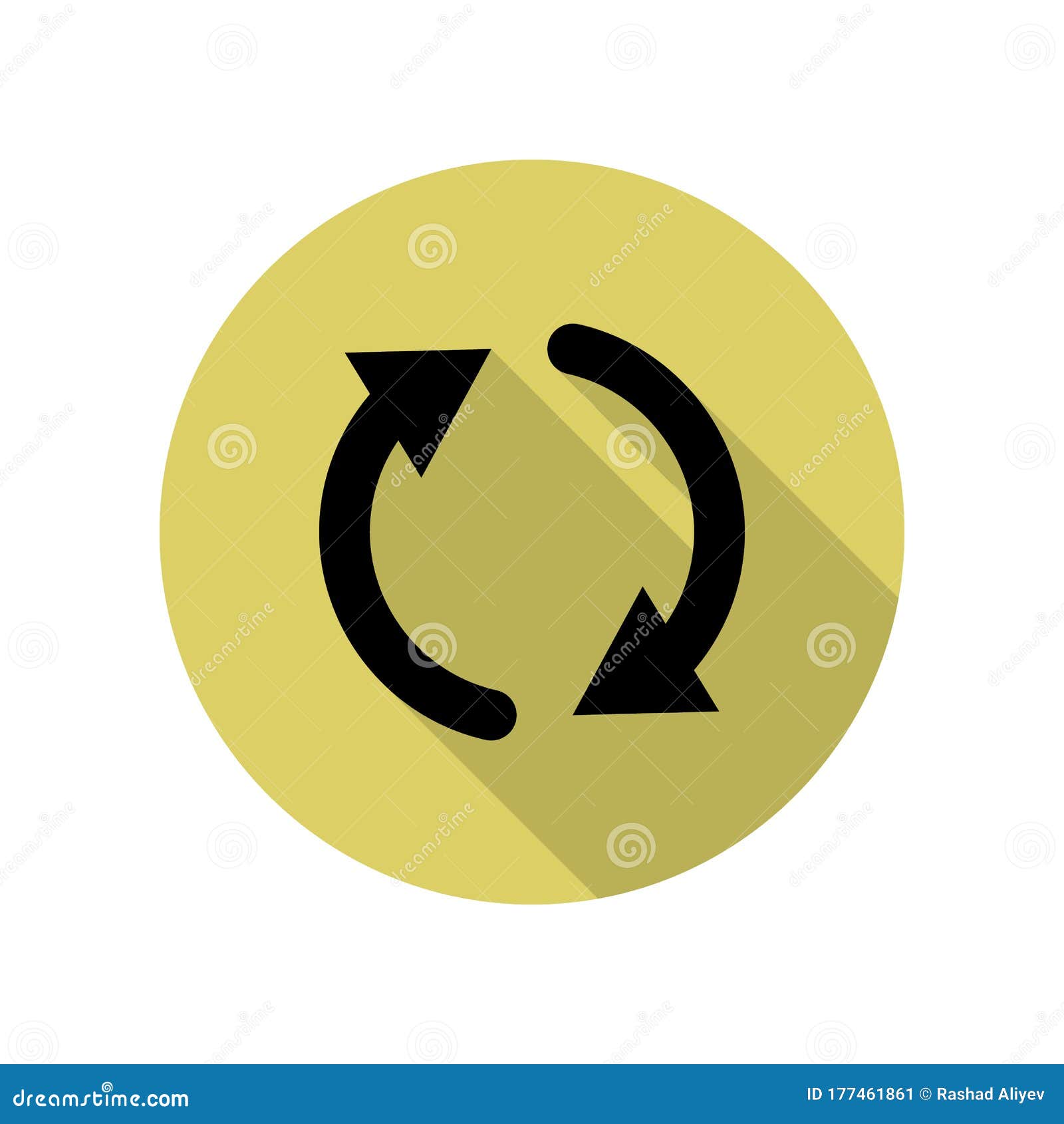 Reboot Sign Long Shadow Icon. Simple Glyph, Flat Vector of Web Icons ...