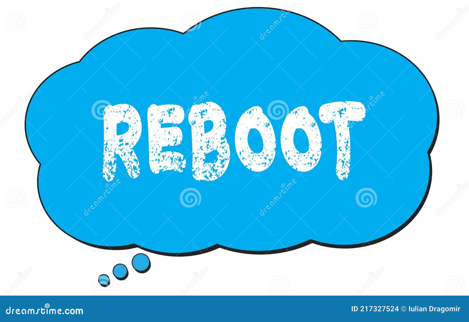 REBOOT Text Written on a Blue Thought Bubble Stock Illustration ...