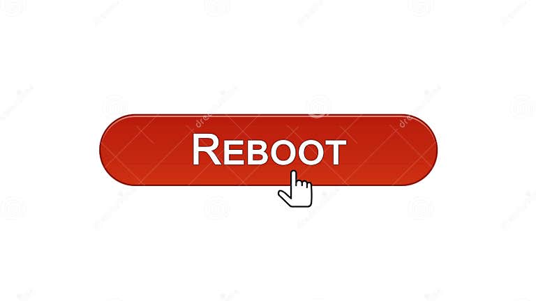 Reboot Web Interface Button Clicked with Mouse Cursor, Wine Red, Site Design Stock Illustration ...