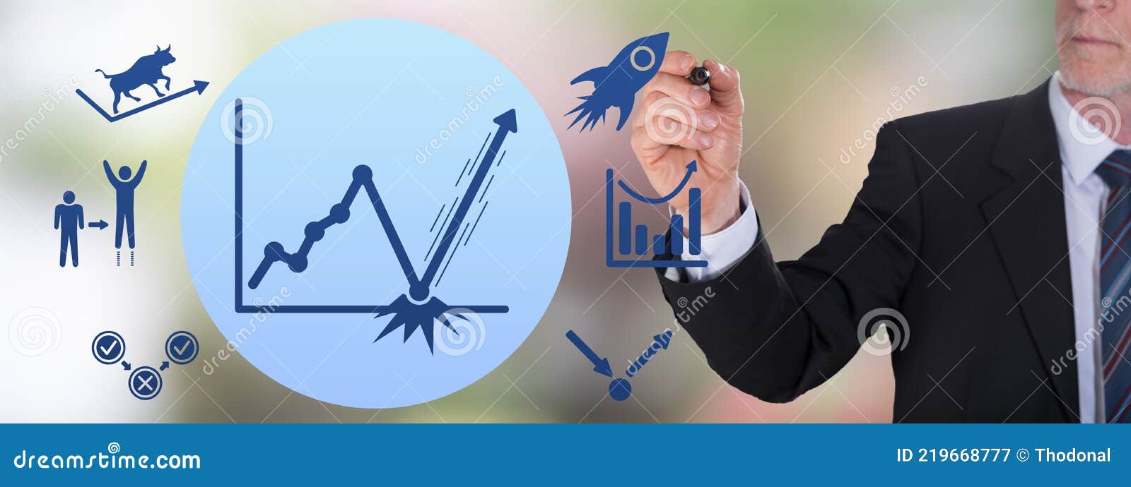 Rebound Concept Drawn by a Businessman Stock Illustration ...