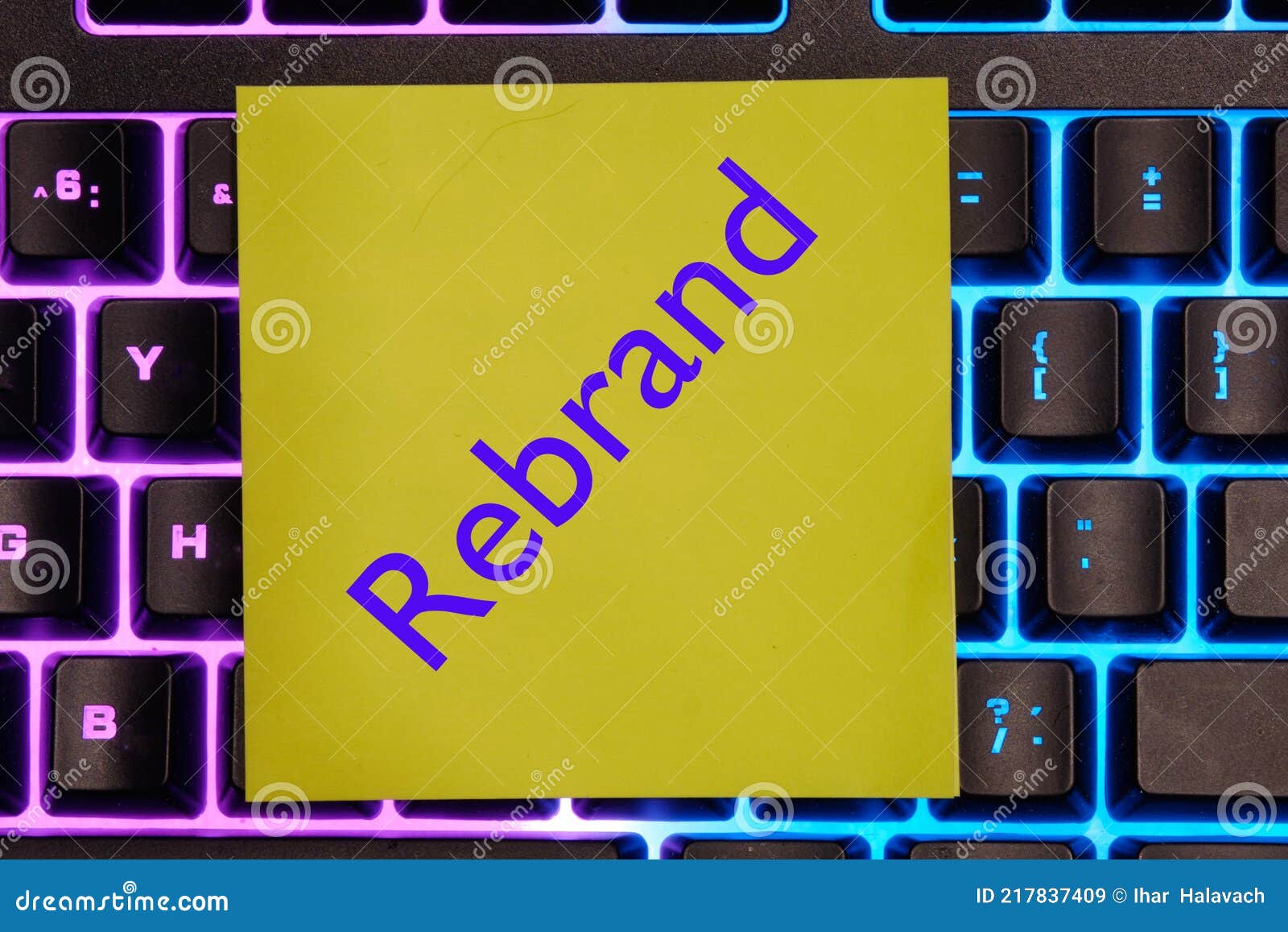 REBRAND Text Words Inscription on Yellow Sticker Stock Image - Image of ...