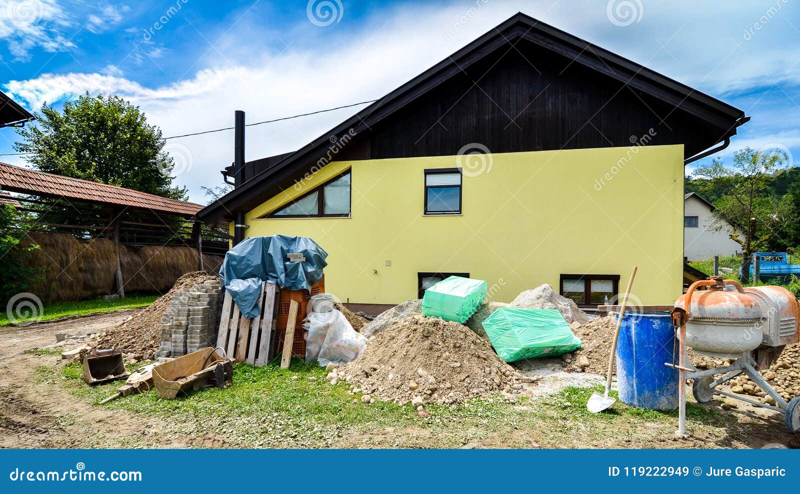 Rebuilding a Family House and Adding an Extension. Stock Image - Image ...