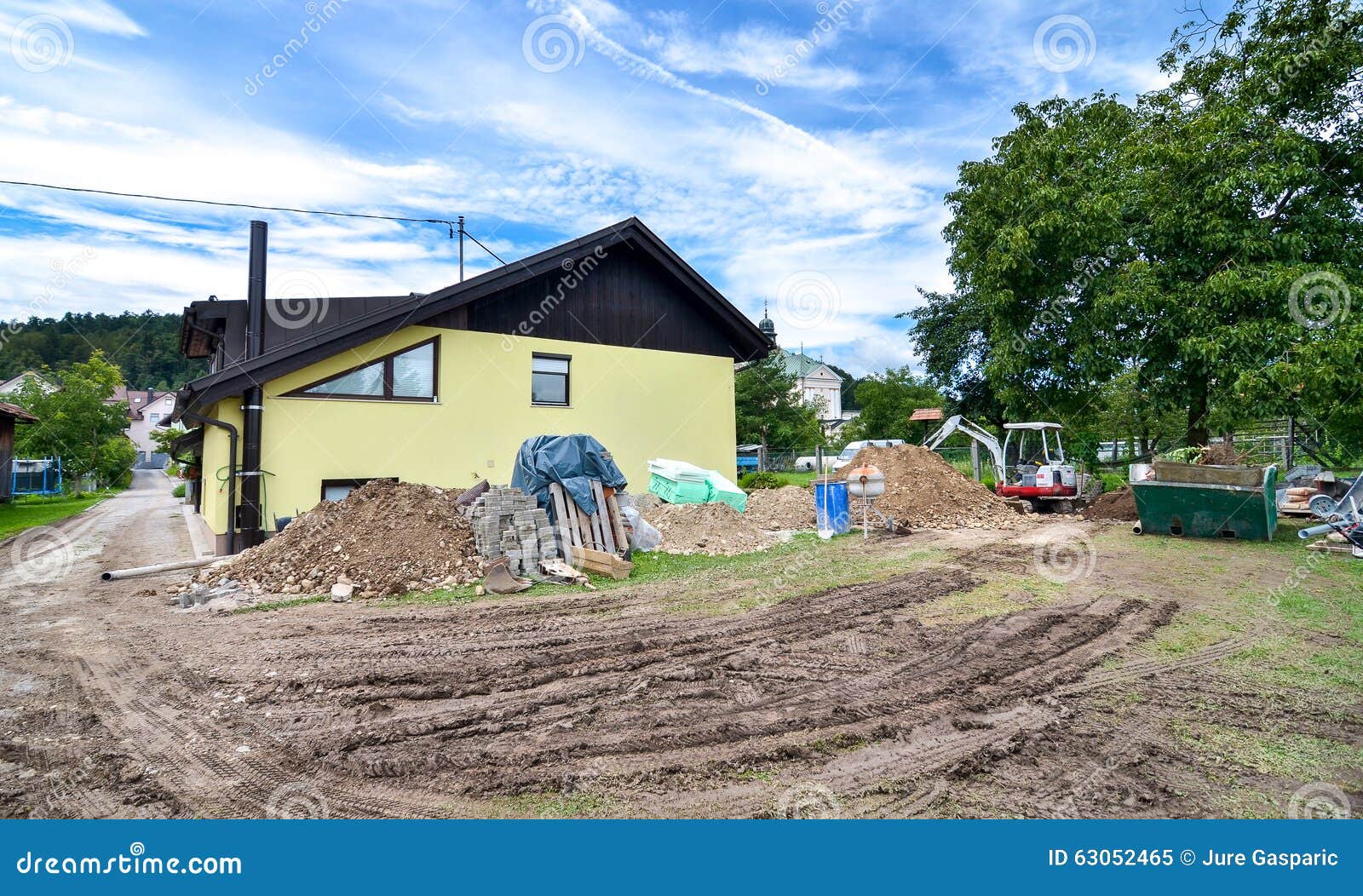 Rebuilding a House and Adding an Extension. Construction Site Stock ...