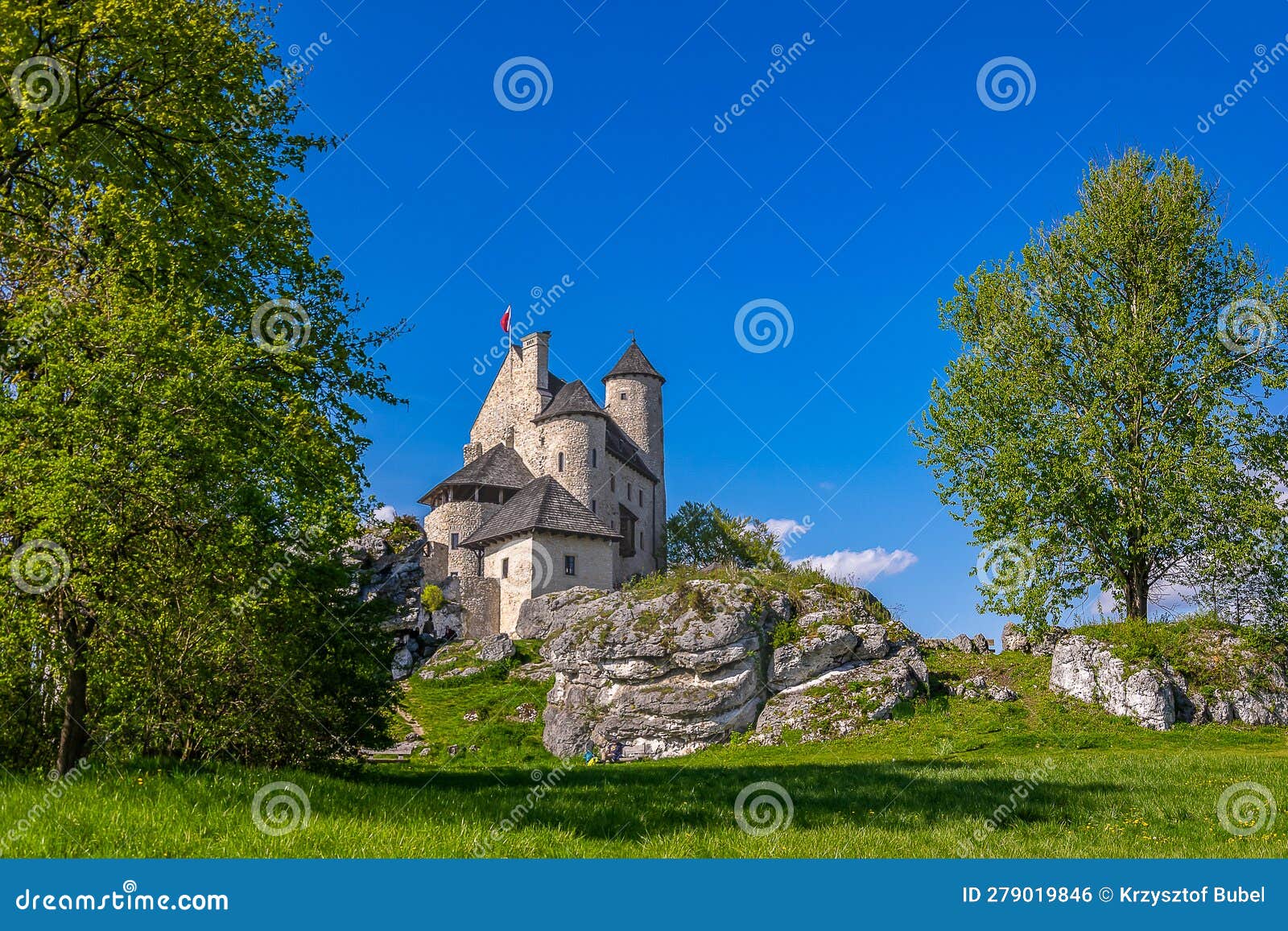 Rebuilt Old Castle in Bobolice Stock Photo - Image of century, medival ...