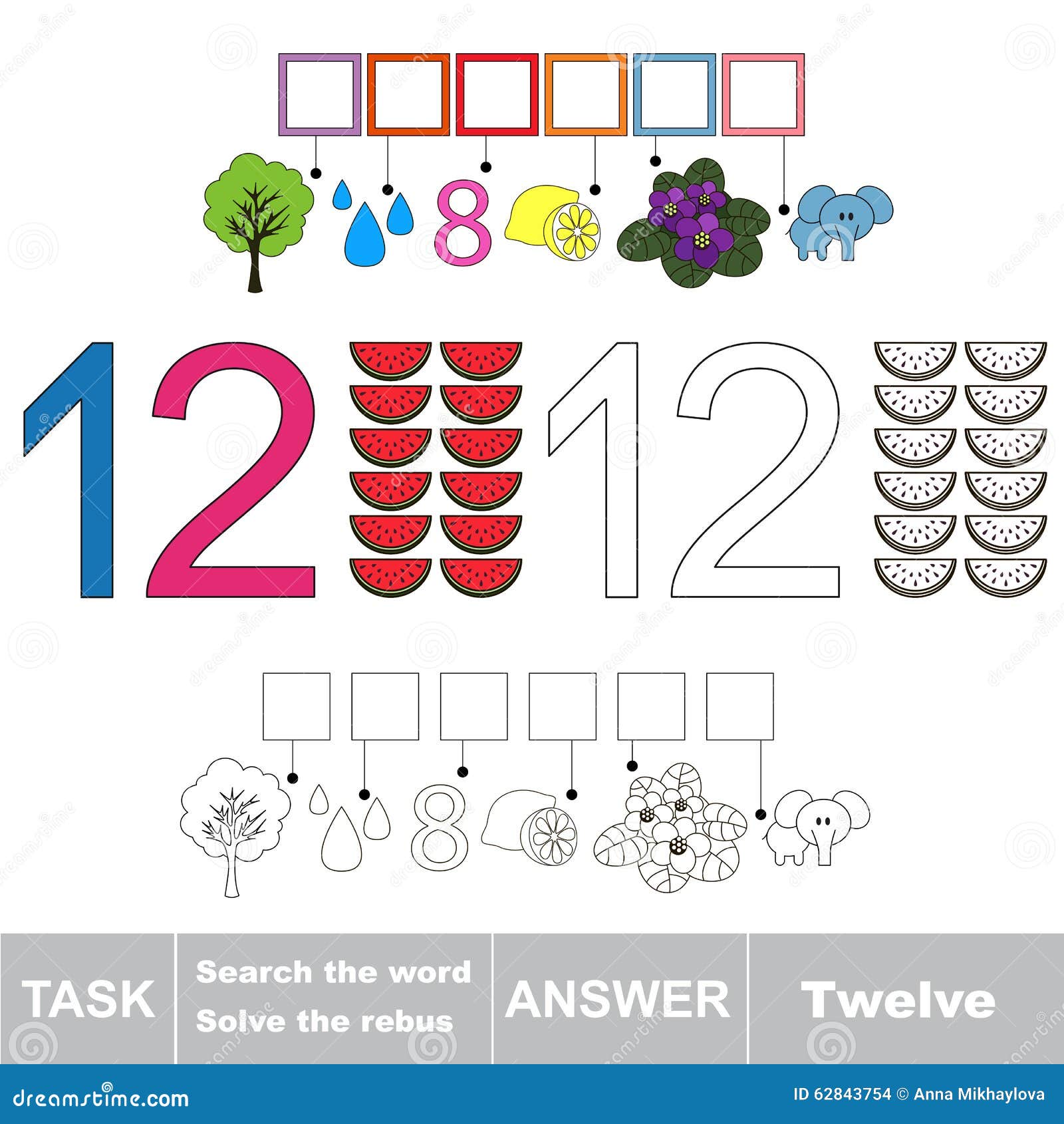 Rebus For Letter Ten Cartoon Vector | CartoonDealer.com #62843731