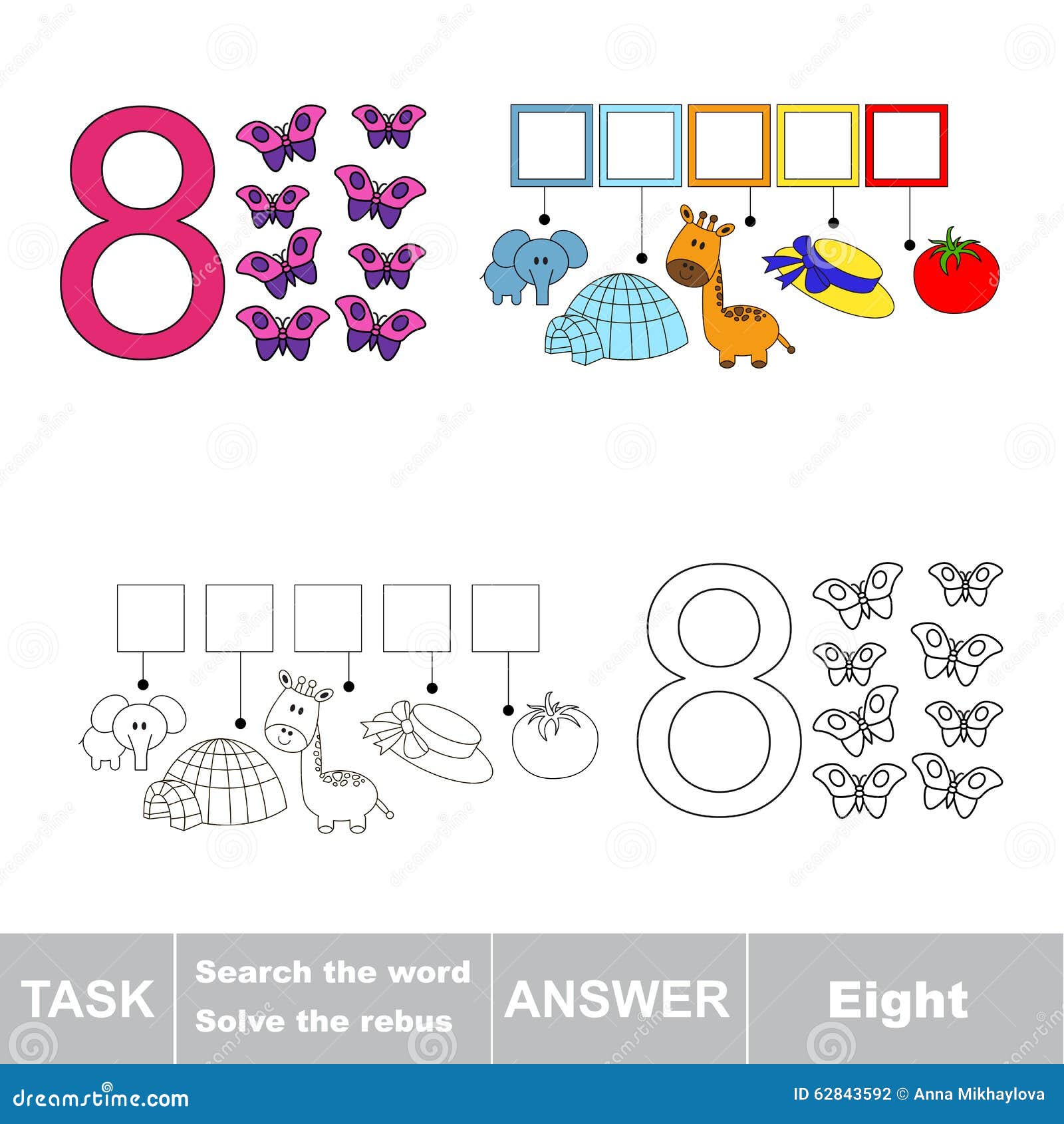 Rebus For Letter Ten Cartoon Vector | CartoonDealer.com #62843731