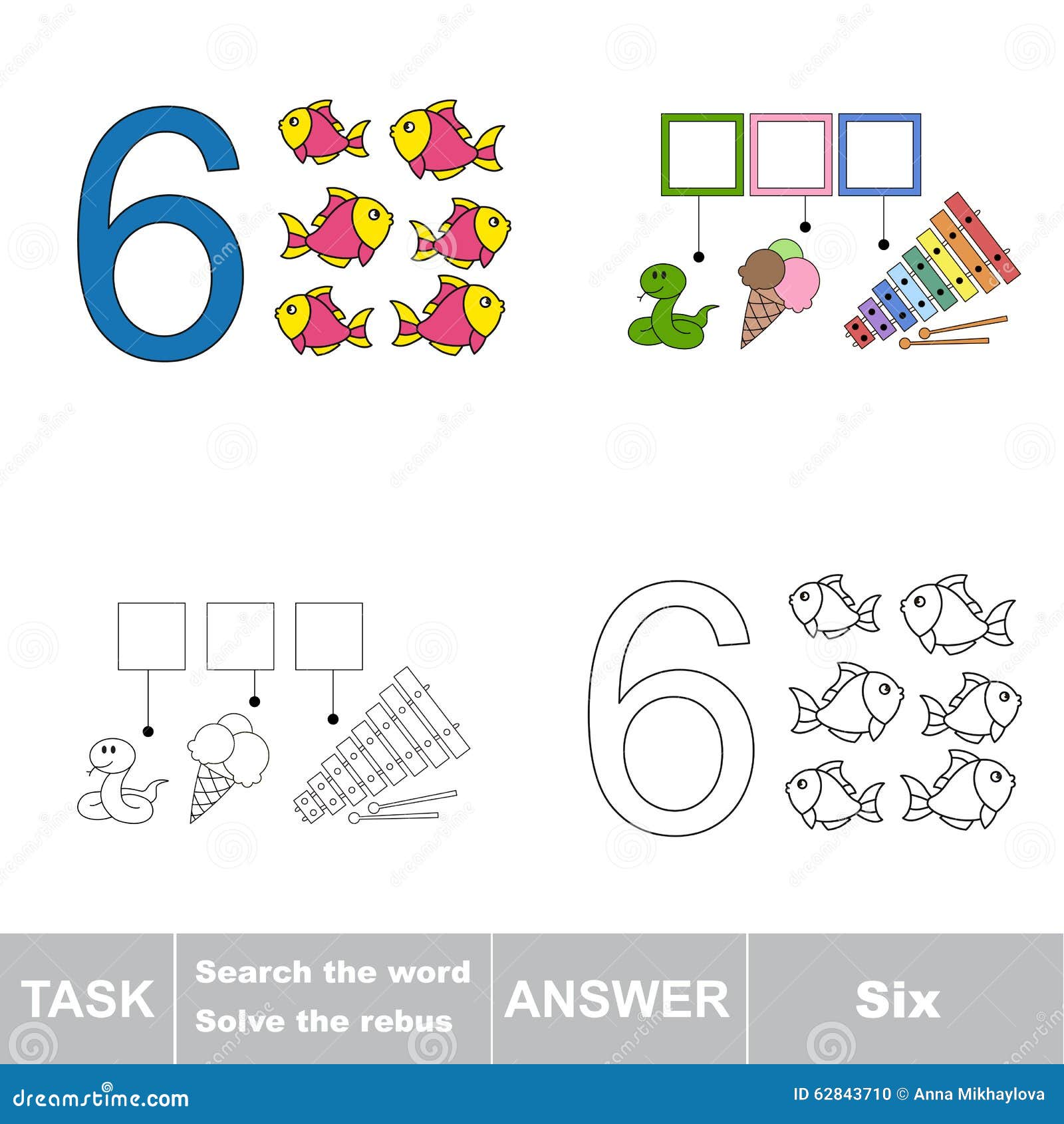 Rebus For Letter 6 Vector Illustration | CartoonDealer.com #62843710