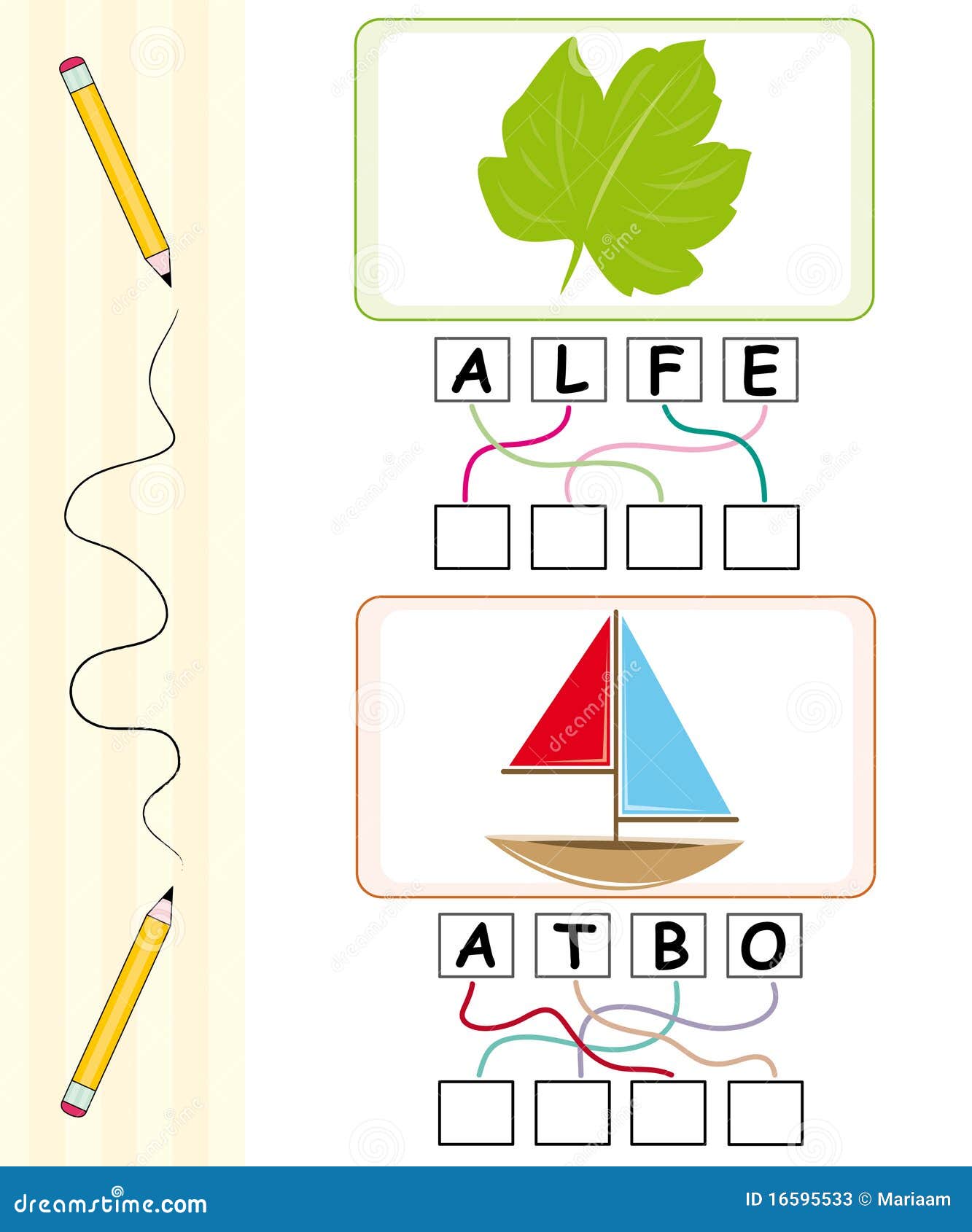 Rebus Voor Jonge Geitjes - Blad & Boot Stock Illustratie - Illustration ...