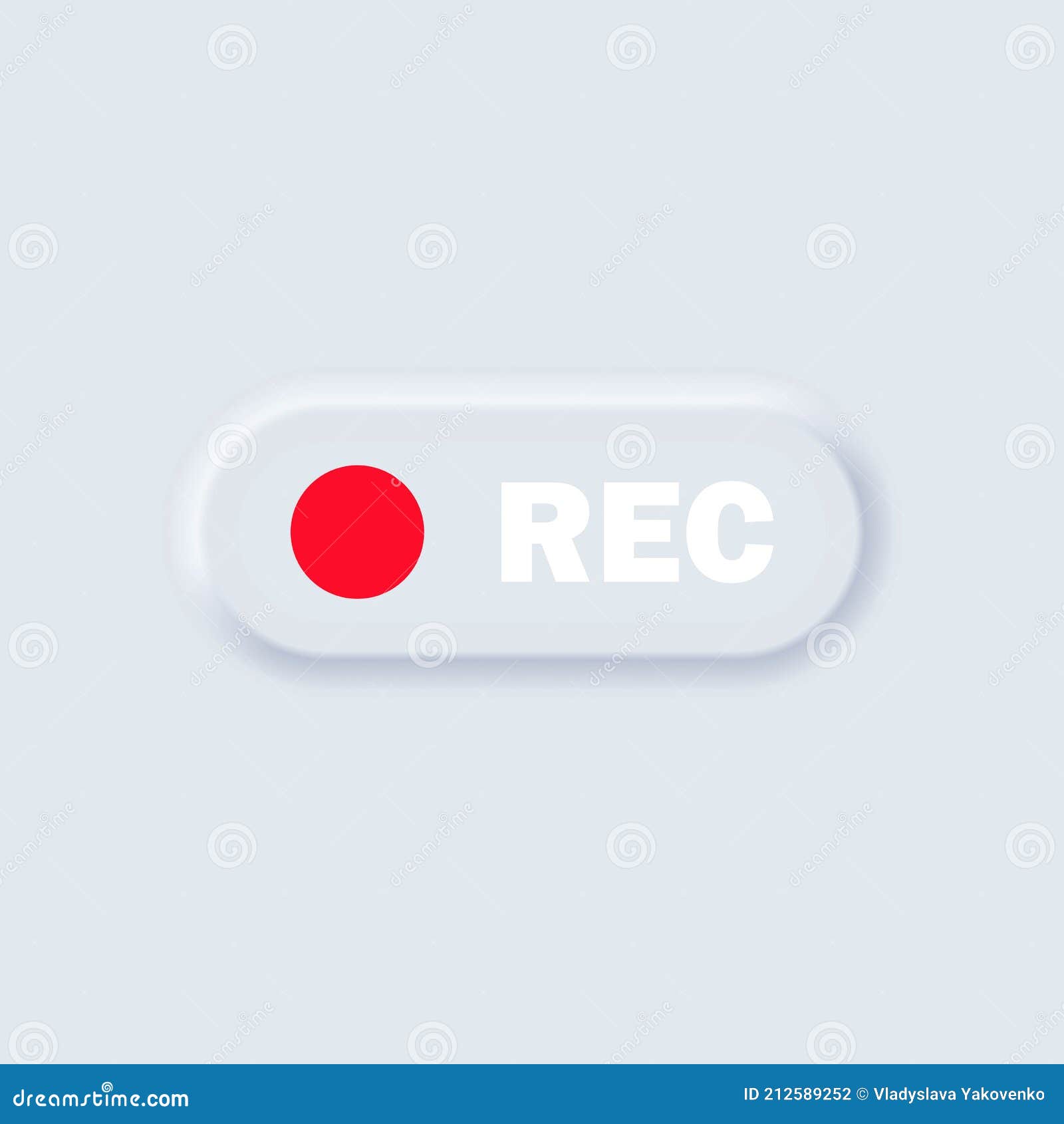 Rec Button. Currently Recording. Neumorphism Style. Vector EPS 10 Stock ...