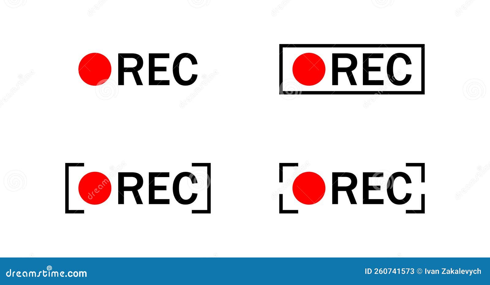 REC Icon Set. Record Illustration Symbol Stock Vector - Illustration of ...