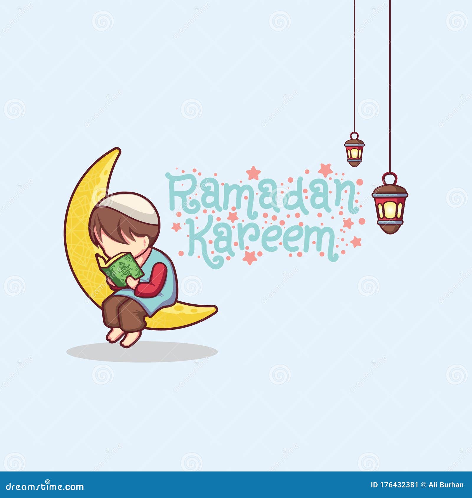 Ramadan Kareem Chibi Cartoon Stock Vector - Illustration of cute, face ...