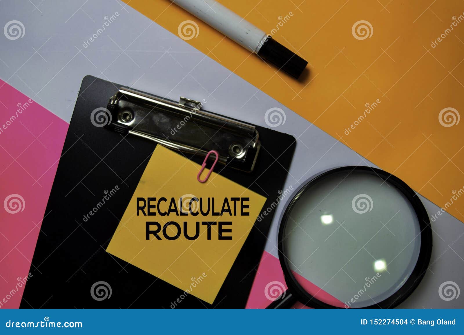 Recalculate Route Text on Sticky Notes with Color Office Desk Concept ...