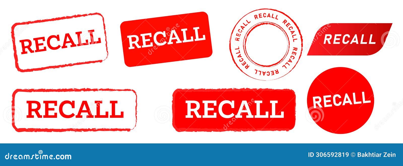 Recall Red Rubber Stamp Circle Label Sticker Sign for Customer Refund ...