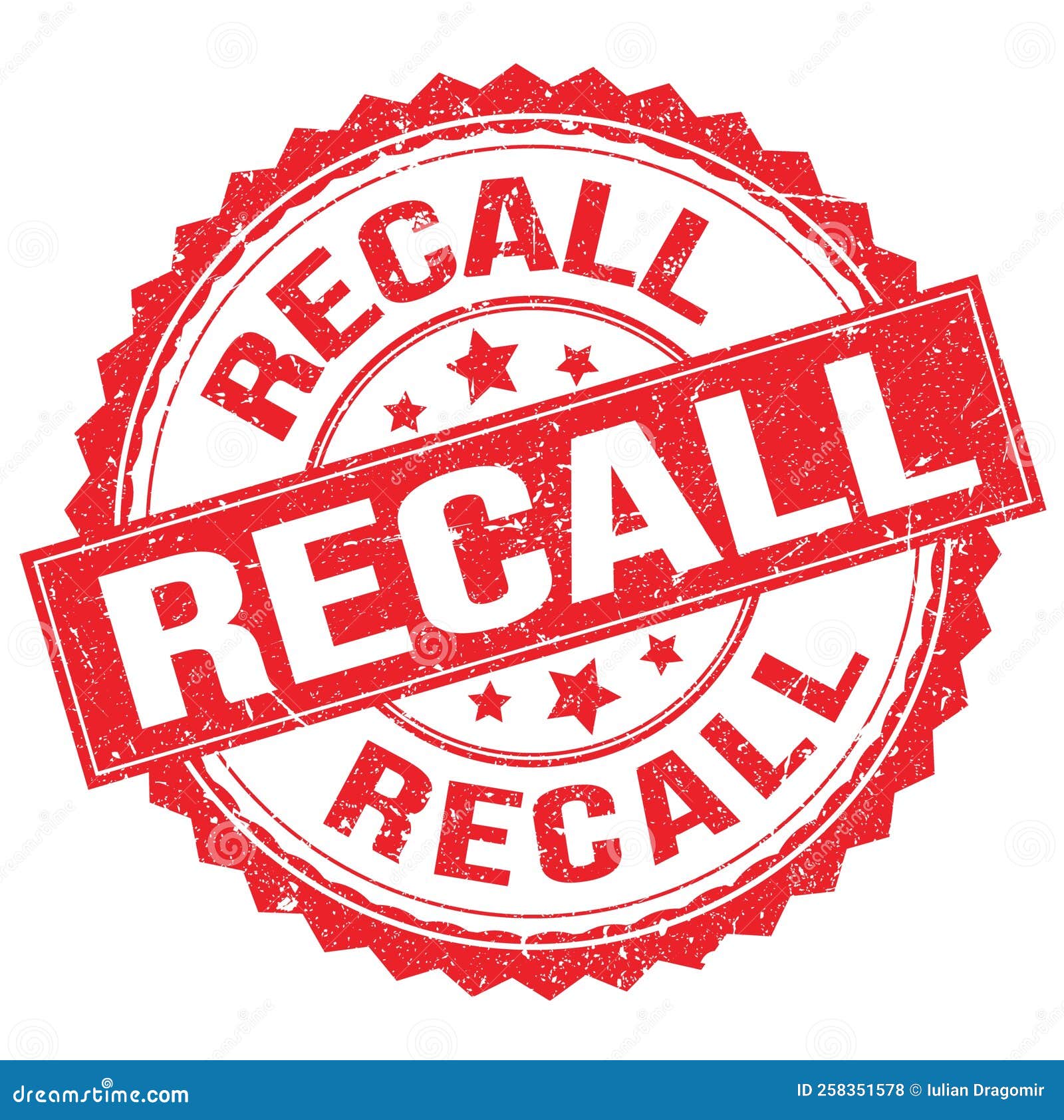RECALL Text on Red Round Stamp Sign Stock Illustration - Illustration ...