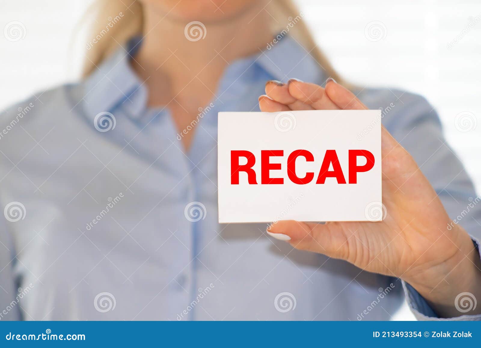 RECAP Word on White Card Paper Sheet on in Hands of a Businessman ... RECAP Word on White Card Paper Sheet on in Hands of a Businessman ...