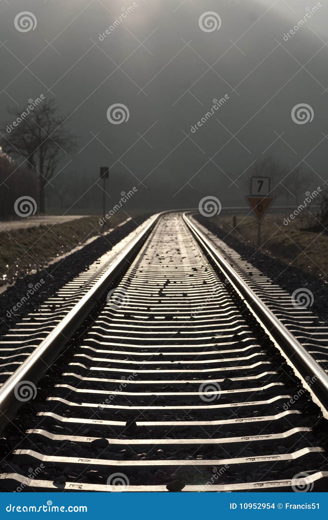 Receding railway track stock photo. Image of overcast - 10952954