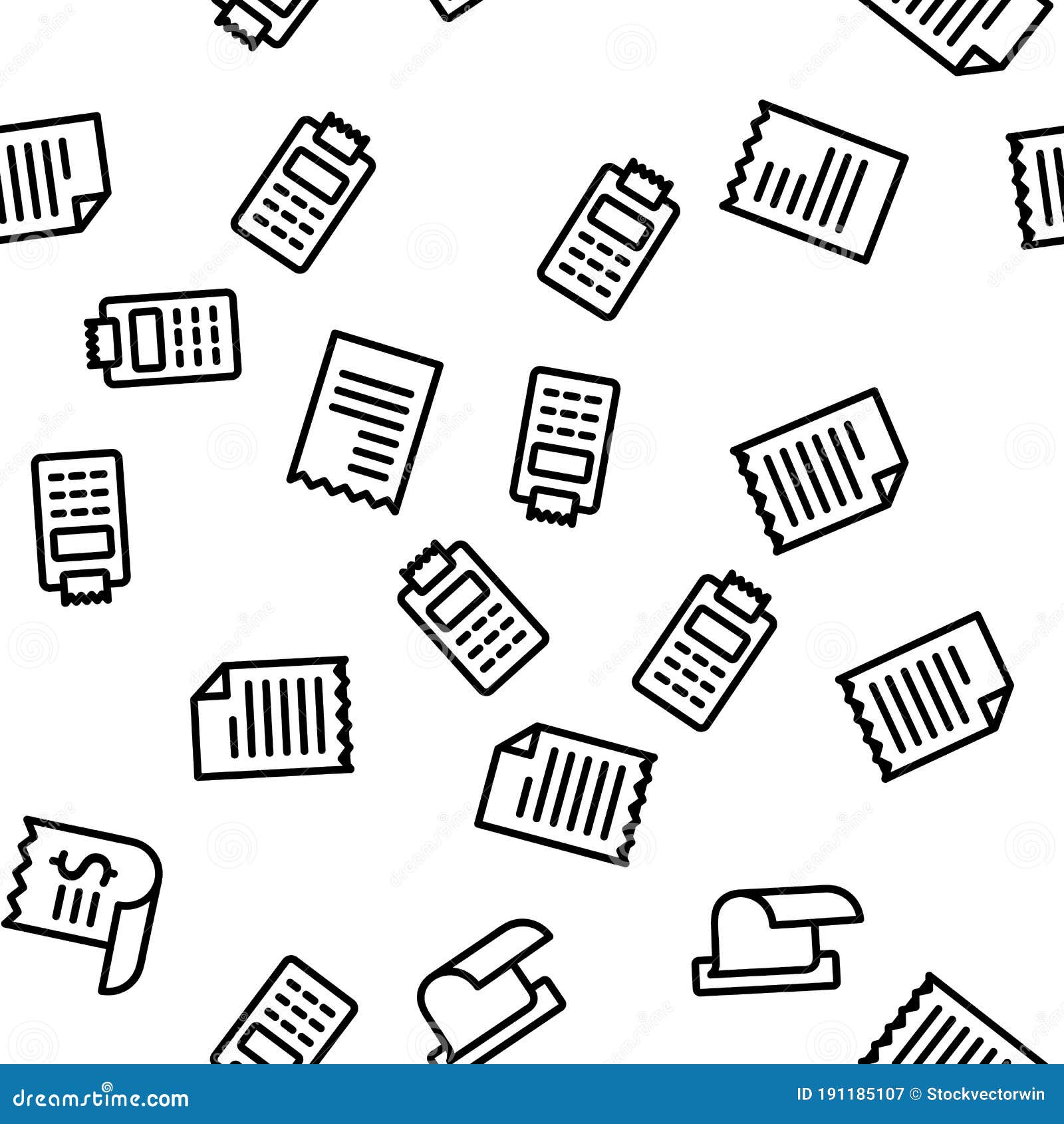 Receipt Bill Vector Seamless Pattern Stock Vector - Illustration of ...
