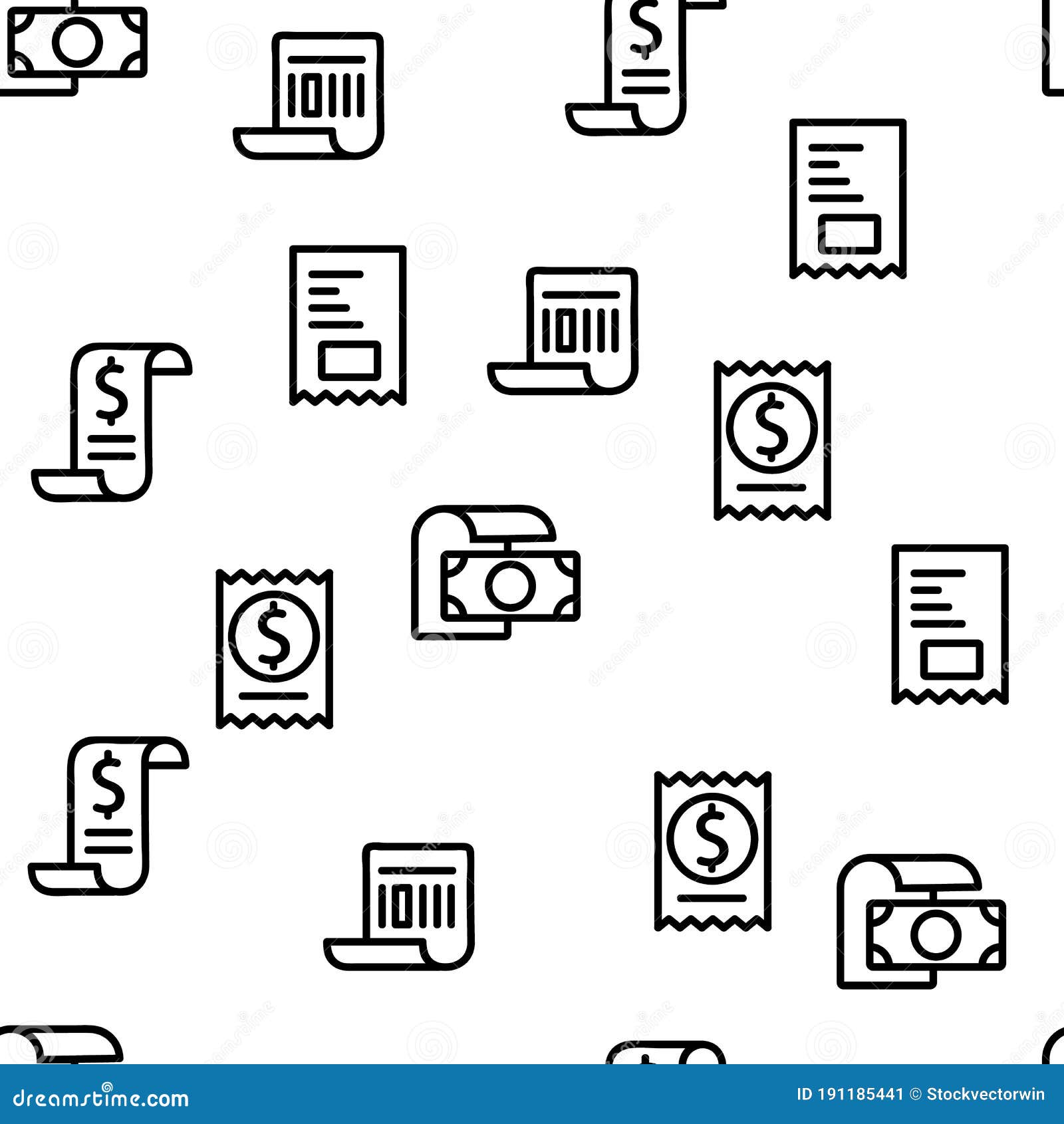 Receipt Bill Vector Seamless Pattern Stock Vector - Illustration of ...