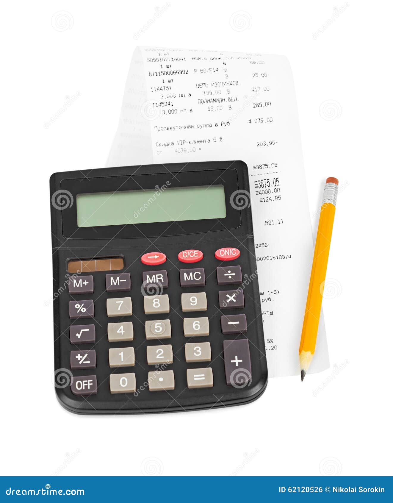 Receipt and calculator stock photo. Image of check, market - 62120526