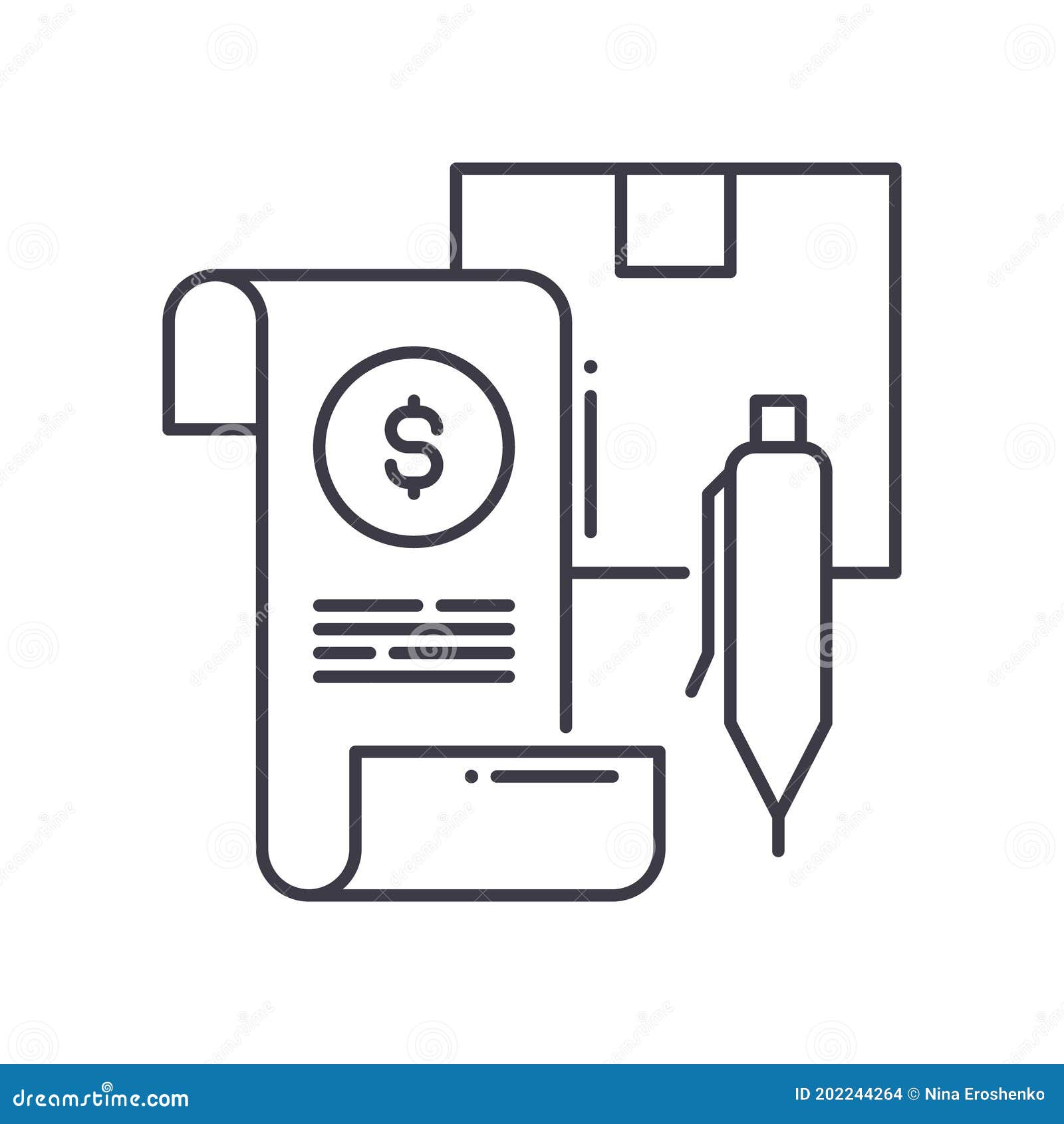 Receipt Concept Icon, Linear Isolated Illustration, Thin Line Vector ...