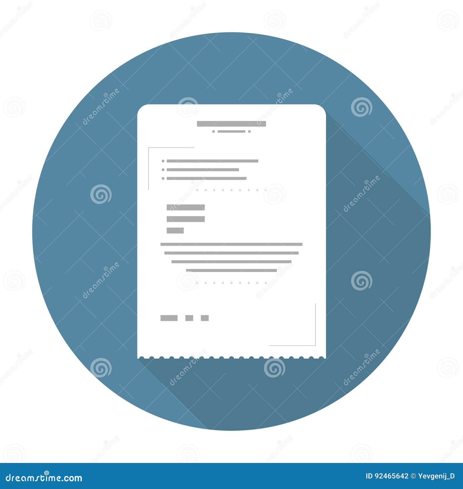Receipt flat icon stock vector. Illustration of blank - 92465642